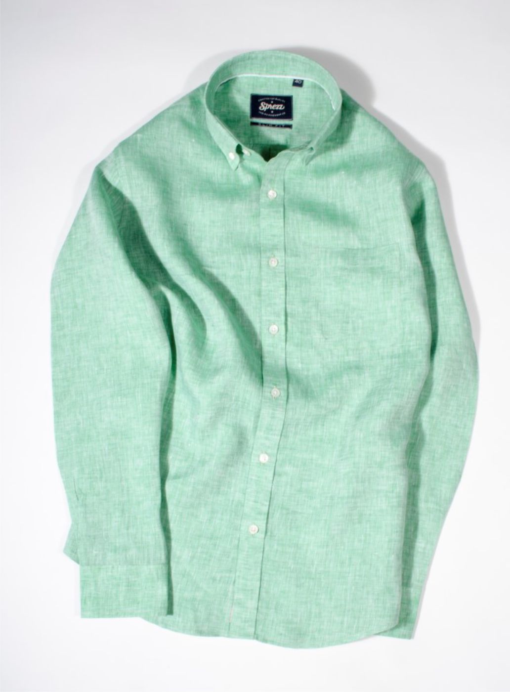 Pastel Green Linen Button Down Shirt – Sprezz.in
